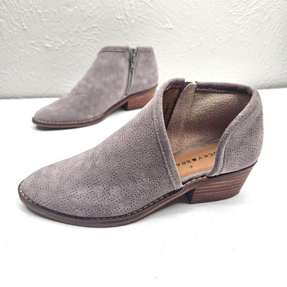 Lucky Brand | Shoes | Lucky Brand Western Ankle Booties 65 Gray Suede ...